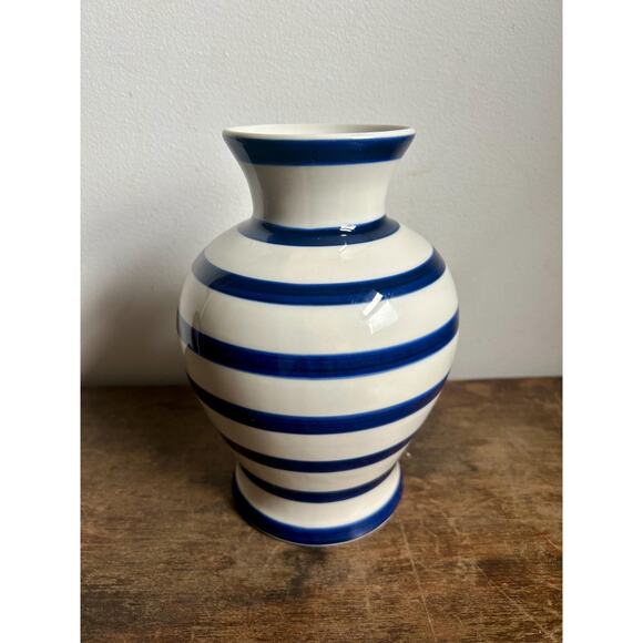 Vintage | Accents | Vintage Blue And White Striped Vase Vintage Flower ...
